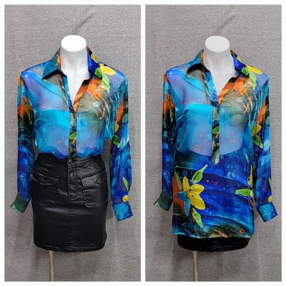 Finley | Tops | Finley Multicolor Silk Blouse Size S | Poshmark